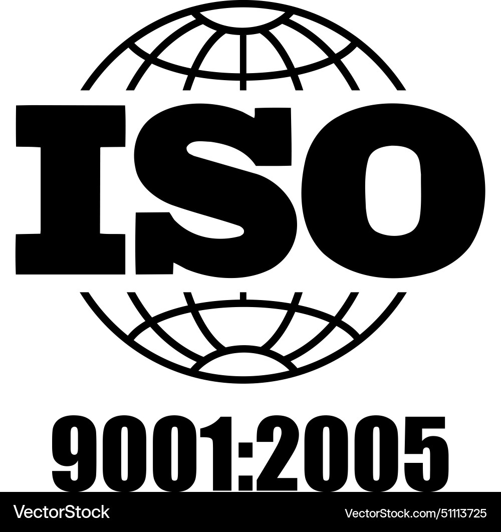 Certified company certificate iso 90012005 black Vector Image