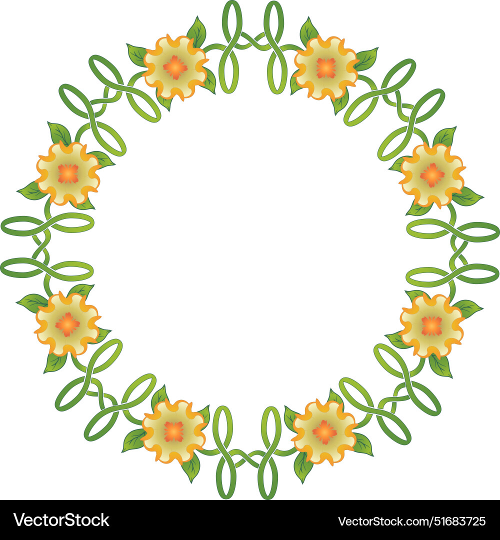 Circular loral frame with blloming orange flowers Vector Image