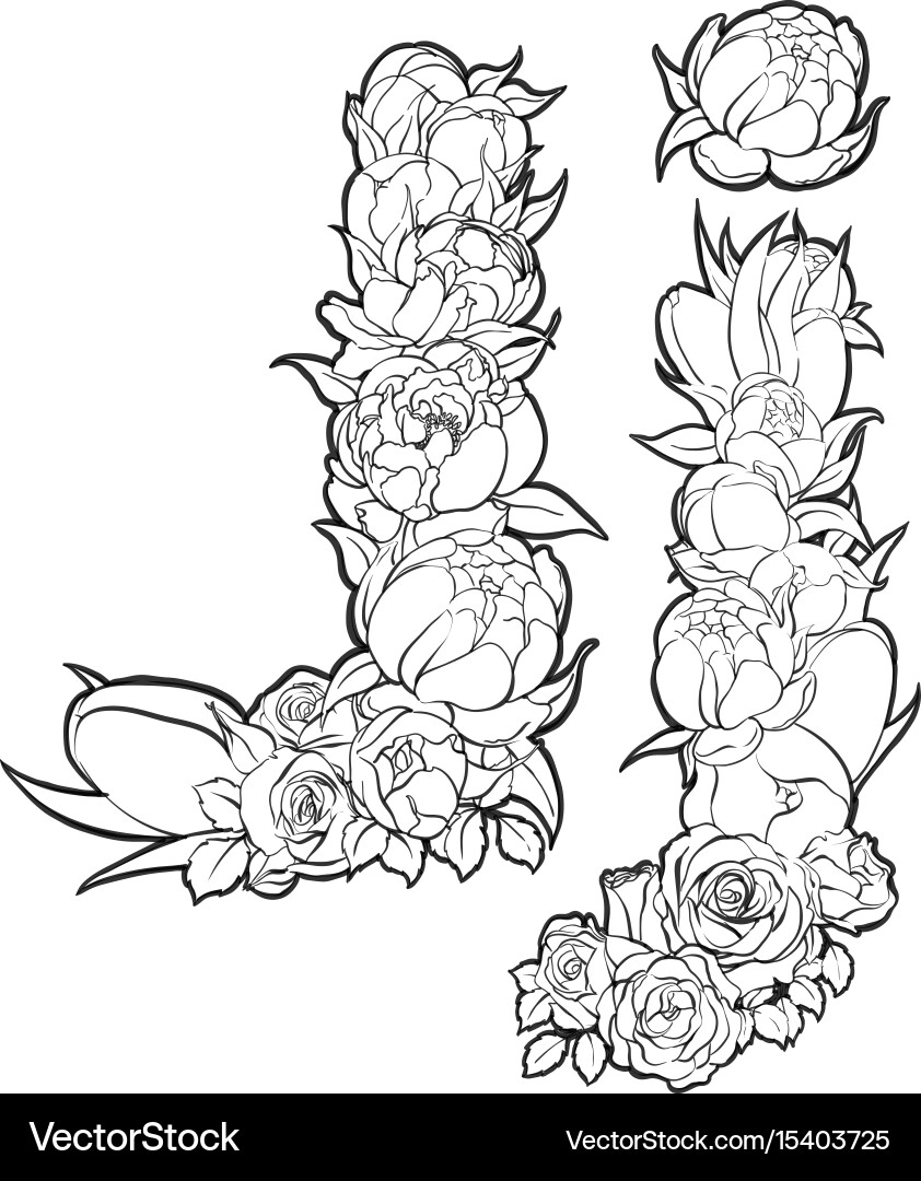 Flower alphabet the letter j Royalty Free Vector Image