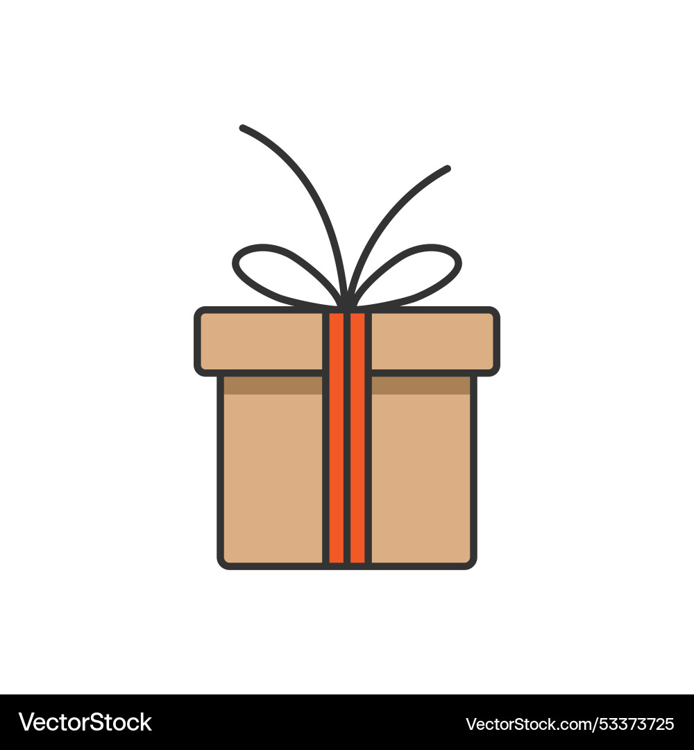 Gift box color icon simple isolated flat style Vector Image