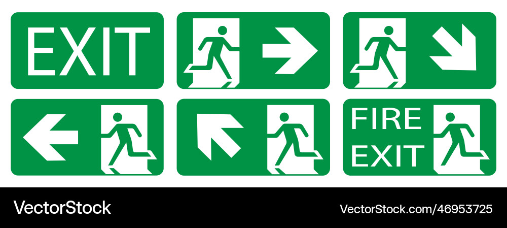 Green Fire Exit Signs Royalty Free Vector Image