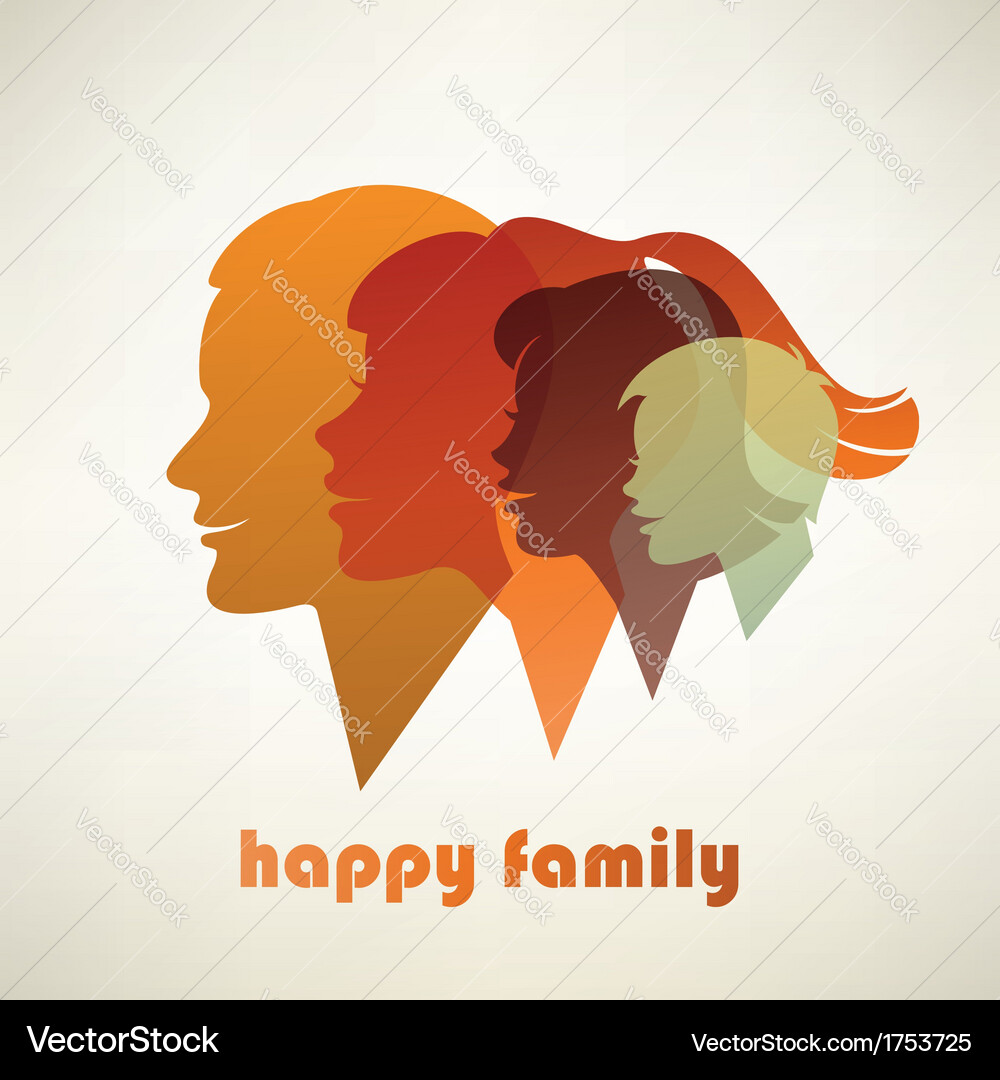 Happy family profile silhouettes Royalty Free Vector Image