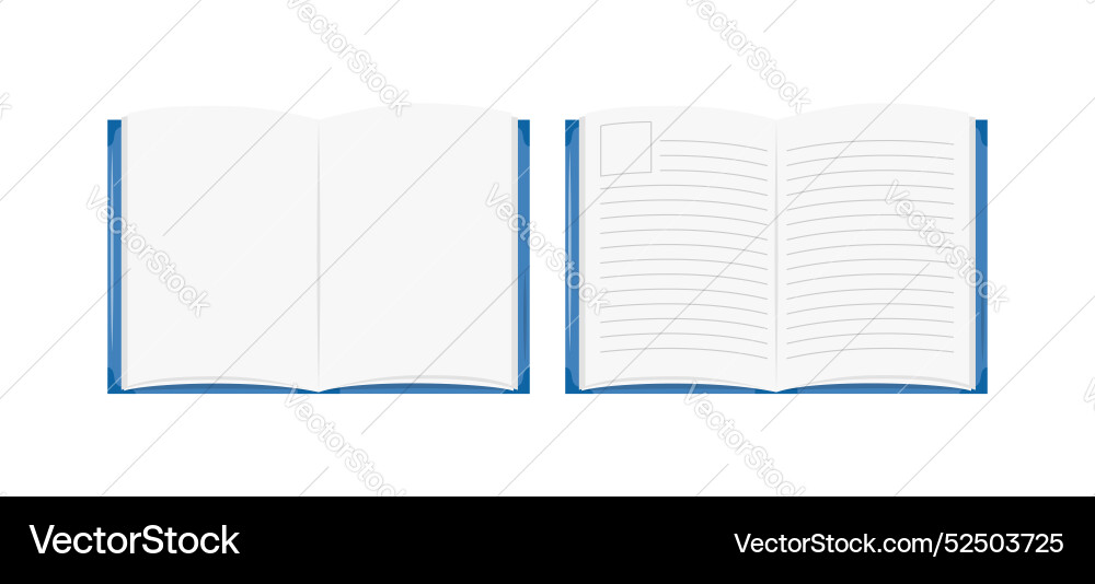Leere offene Buch Tagebuch Planer isoliert Vektorbild
