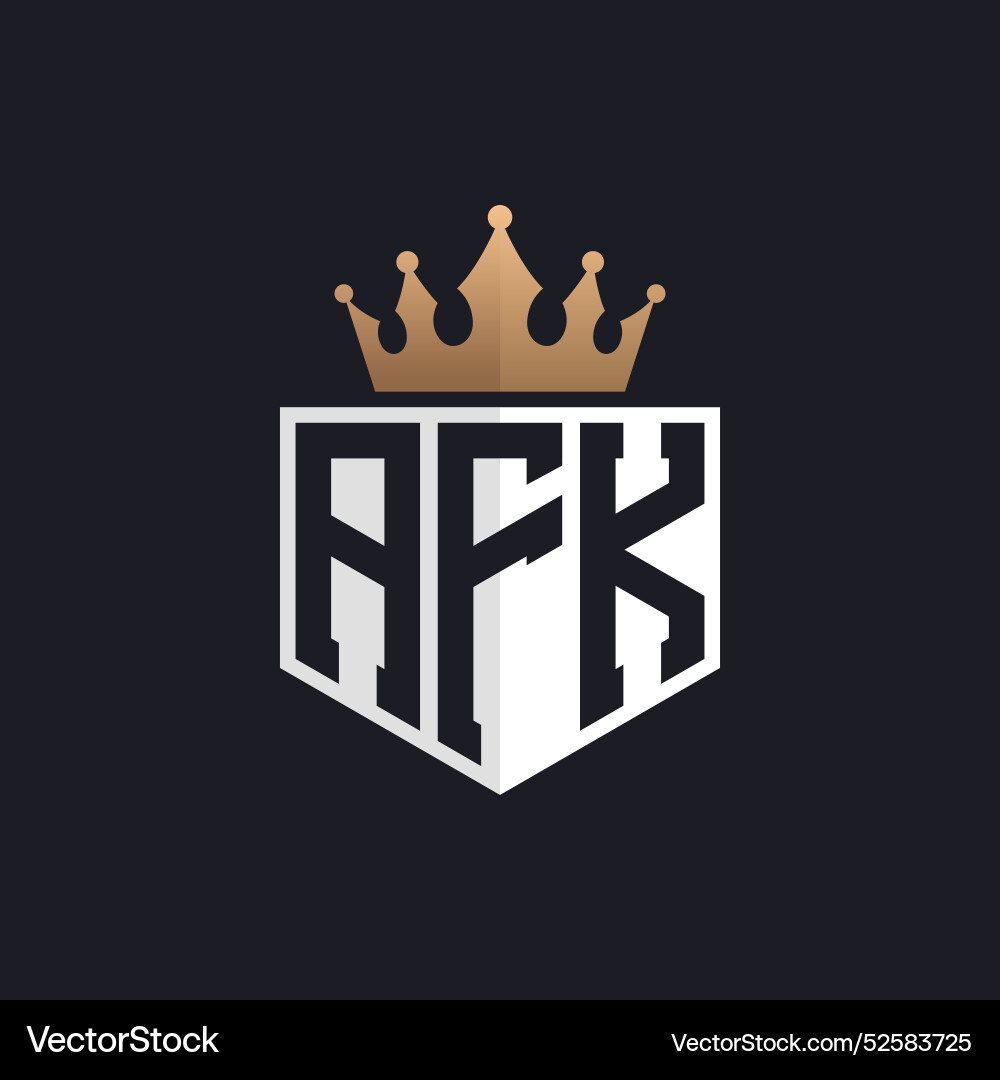 Luxury afk logo with crown elegant initials Vector Image
