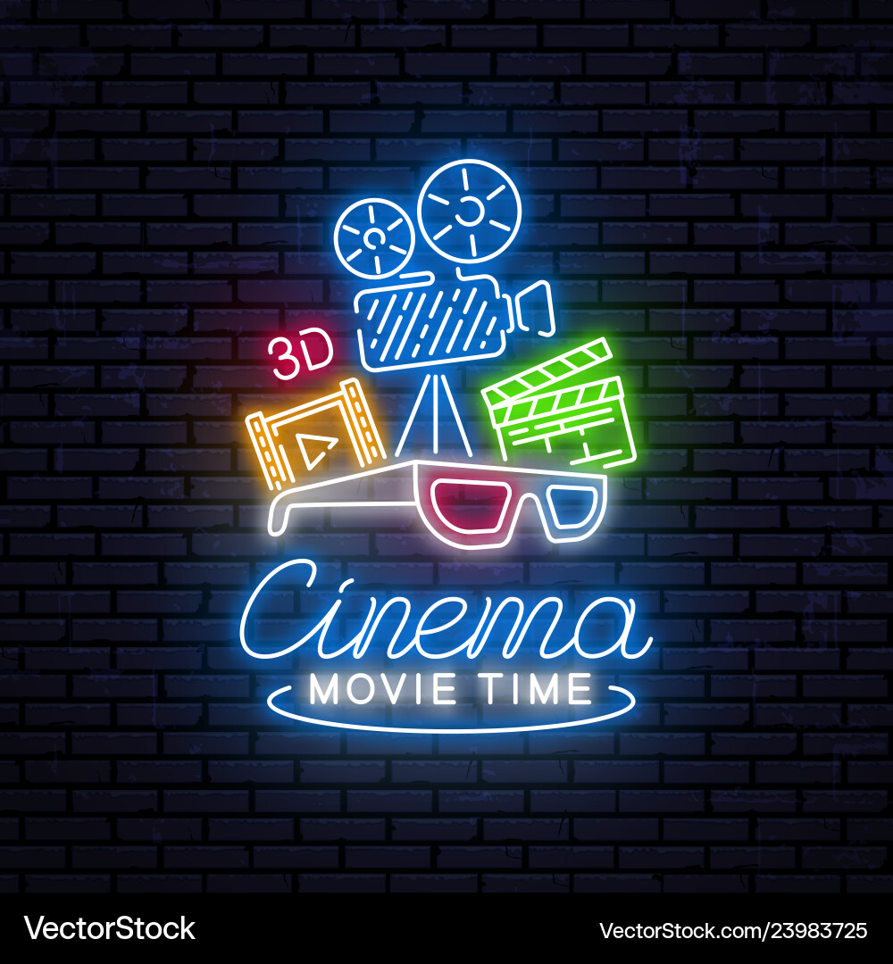 Neon Cinema Sign Royalty Free Vector Image - VectorStock