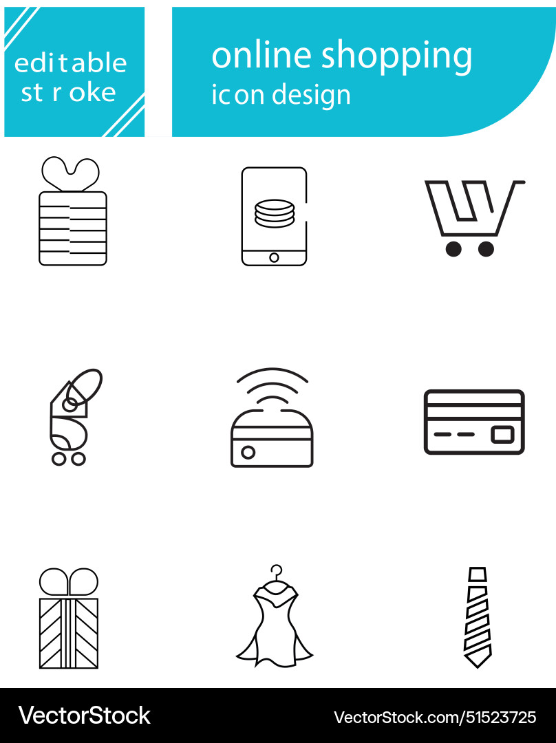 Online shopping icon design set Royalty Free Vector Image