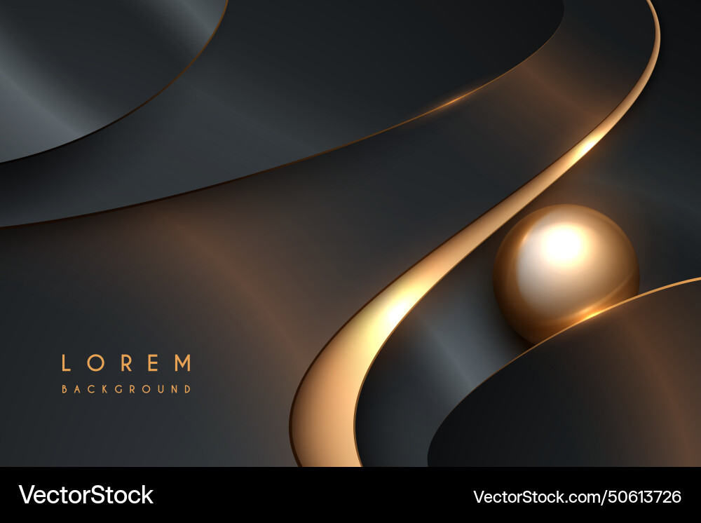 Abstract black and gold waved shapes Royalty Free Vector