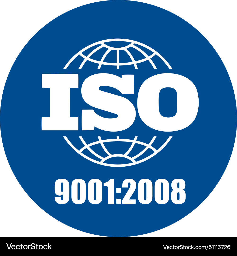 Certified company certificate iso 90012008 blue Vector Image