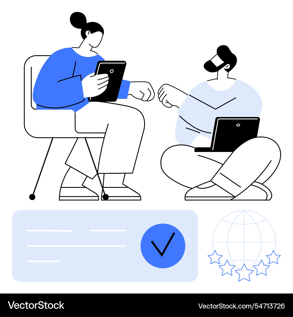 Collaborative teamwork between two colleagues Vector Image