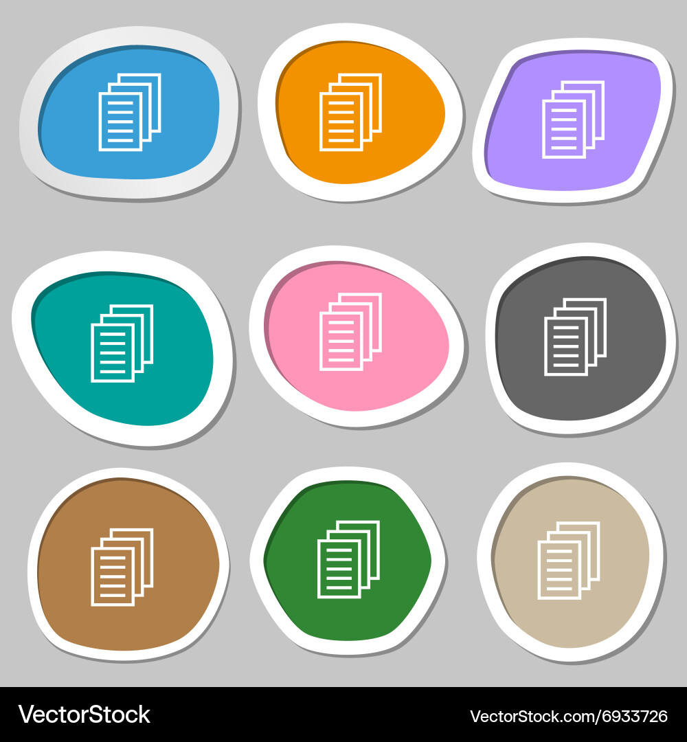 Copy file duplicate document symbols multicolored Vector Image