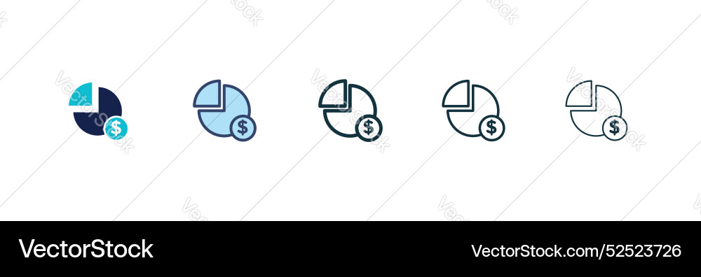 Dividend yield icon set black filled and outlined Vector Image