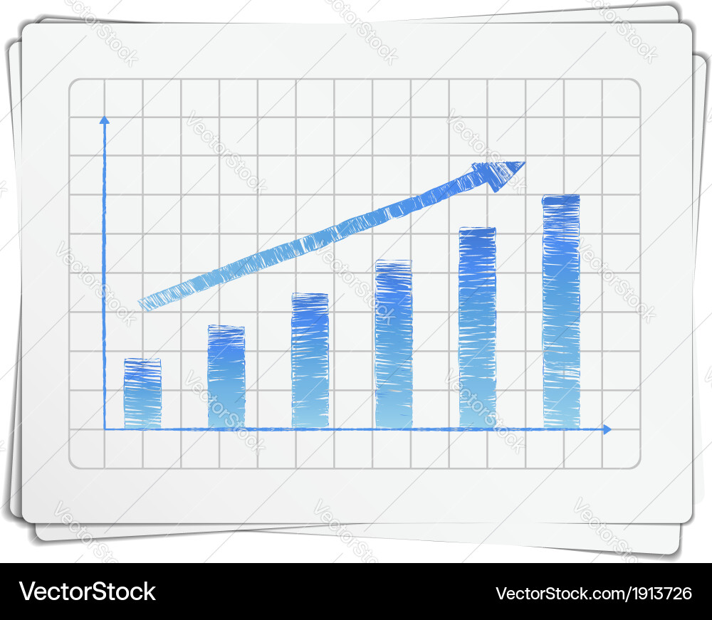 Growing Bar Chart with Upward Arrow Royalty Free Vector