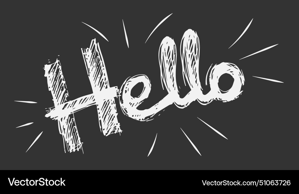 Hello scribble text drawn message cartoon Vector Image