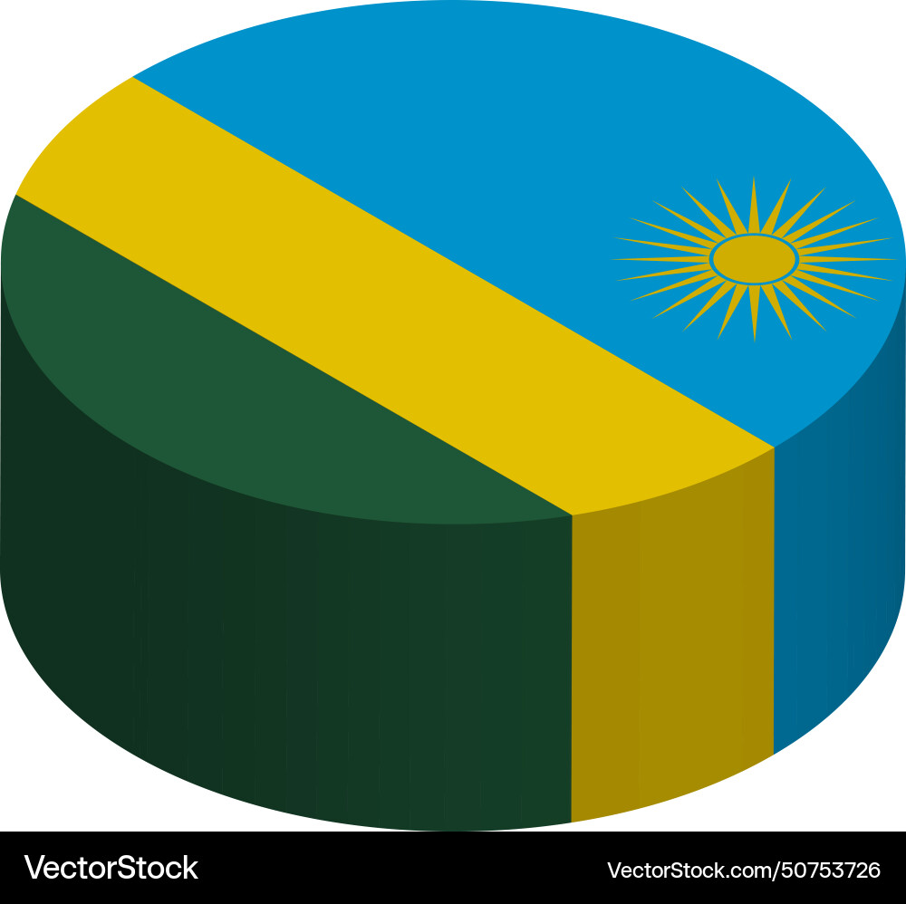 Isometric 3d circle flag of rwanda Royalty Free Vector Image