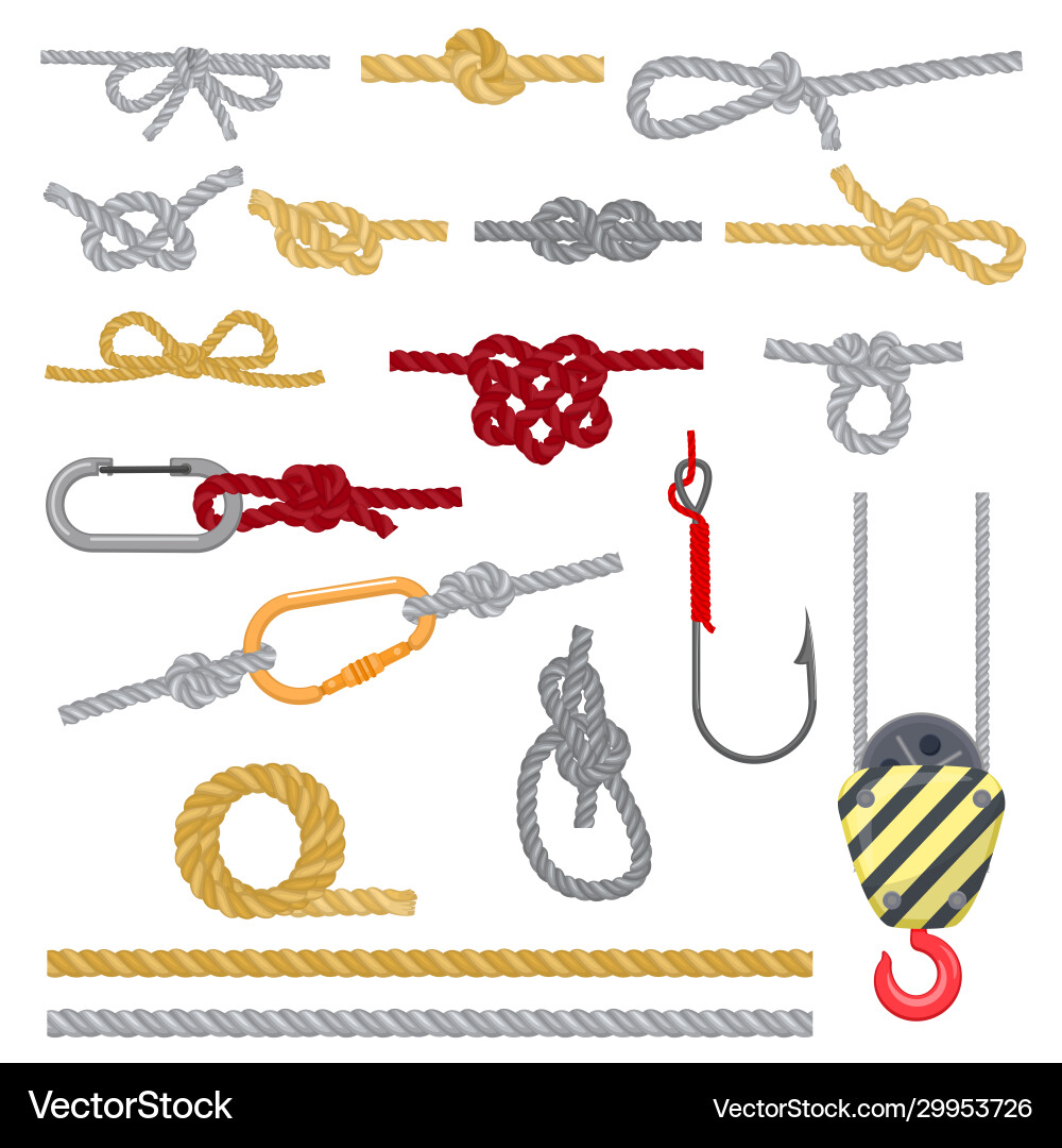 Knots set rope with loop Royalty Free Vector Image