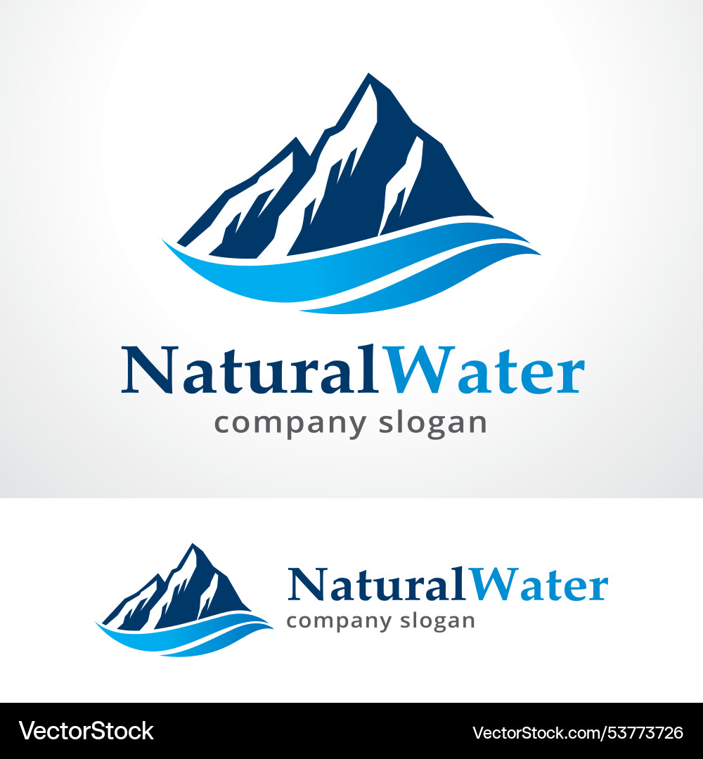 Natürliches Wasser Logo Vorlage Design Emblem Vektorbild