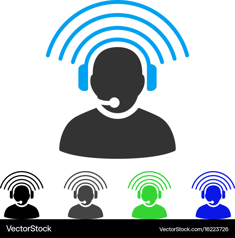 Operator radio signal flat icon Royalty Free Vector Image