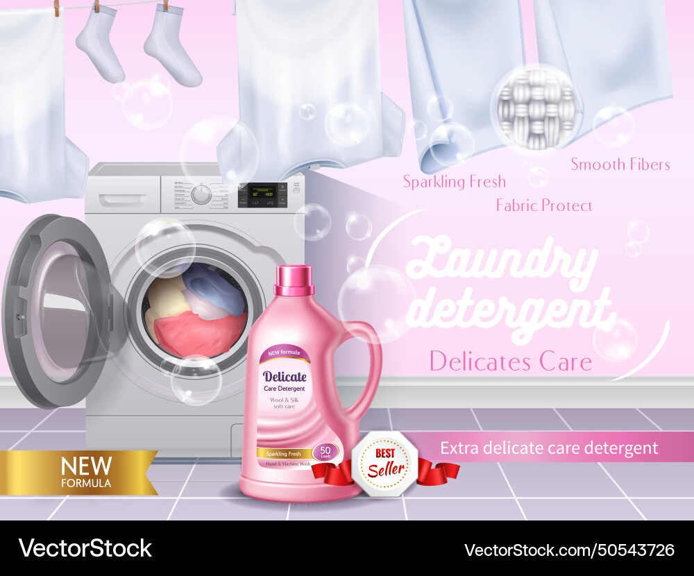 Realistic laundry detergent composition Royalty Free Vector