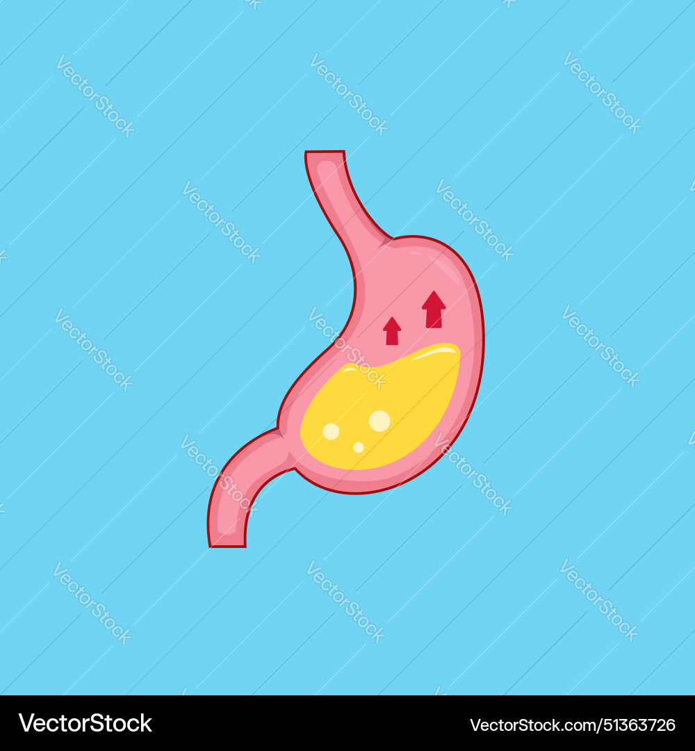 Rising stomach acid cartoon Royalty Free Vector Image