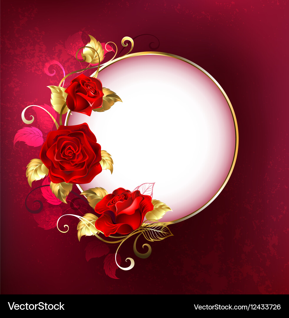 Round banner with red roses Royalty Free Vector Image