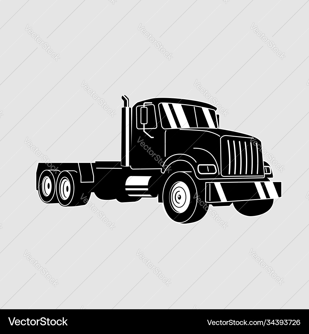Semi truck outline lorry freight Royalty Free Vector Image