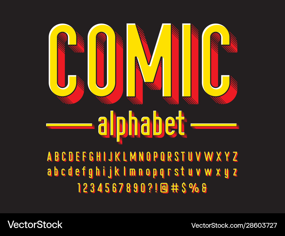Comic hero font Royalty Free Vector Image - VectorStock