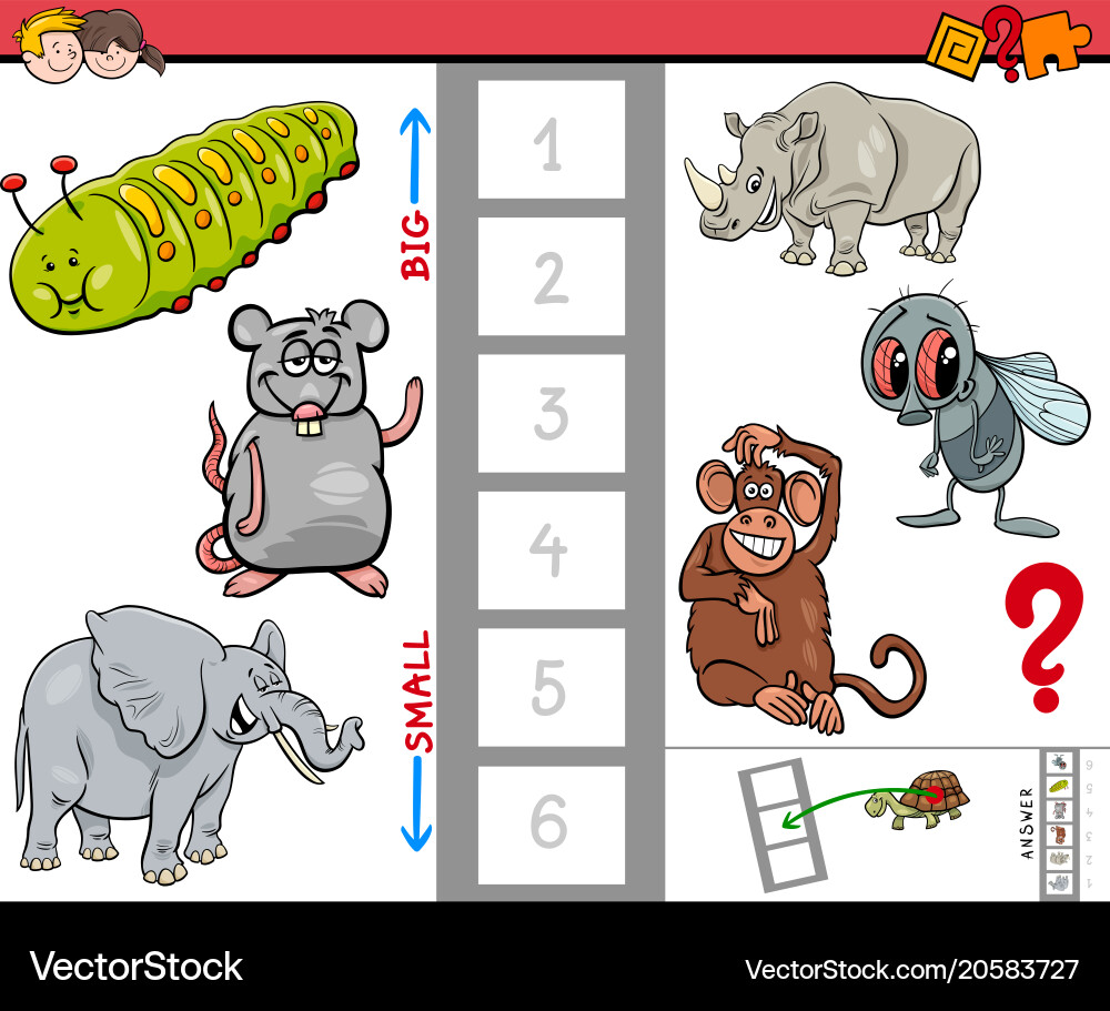 Educational game for kids with large and small Vector Image
