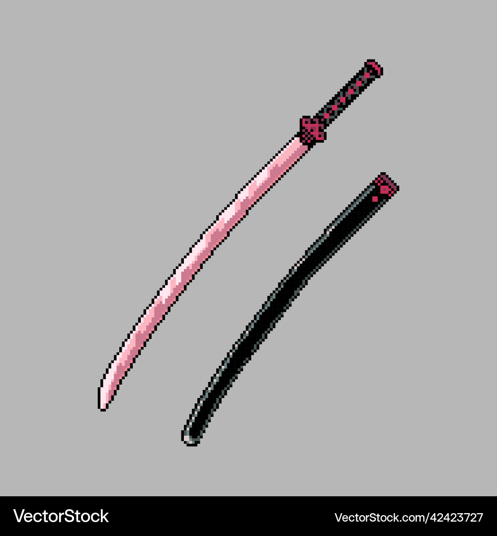 Fully Edited Pixel Art Colored Katana Sword Weapon