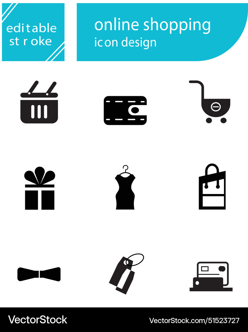 Online shopping icon design set Royalty Free Vector Image