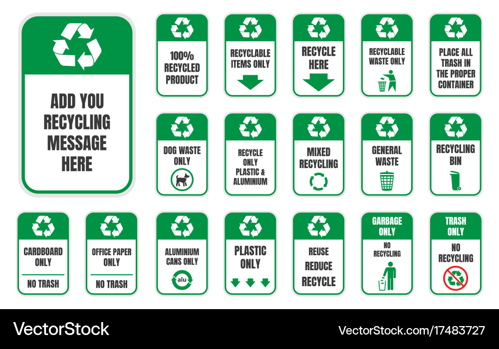 Recycle labels set Royalty Free Vector Image - VectorStock