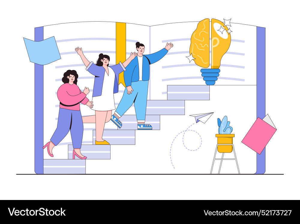 Teaching young people to get knowledge from books Vector Image