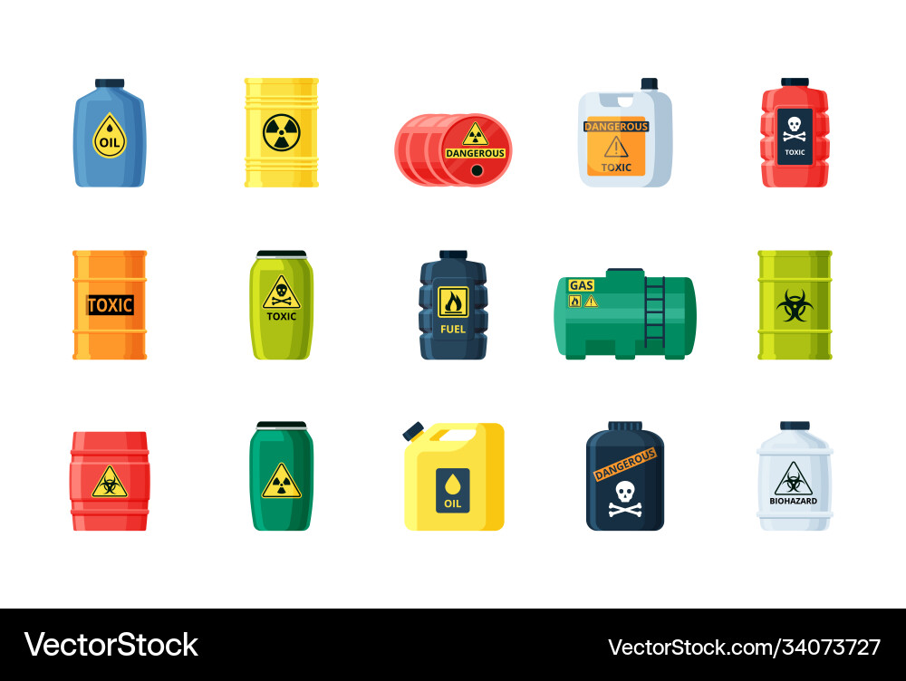 Toxic Chemical Containers Set Royalty Free Vector Image