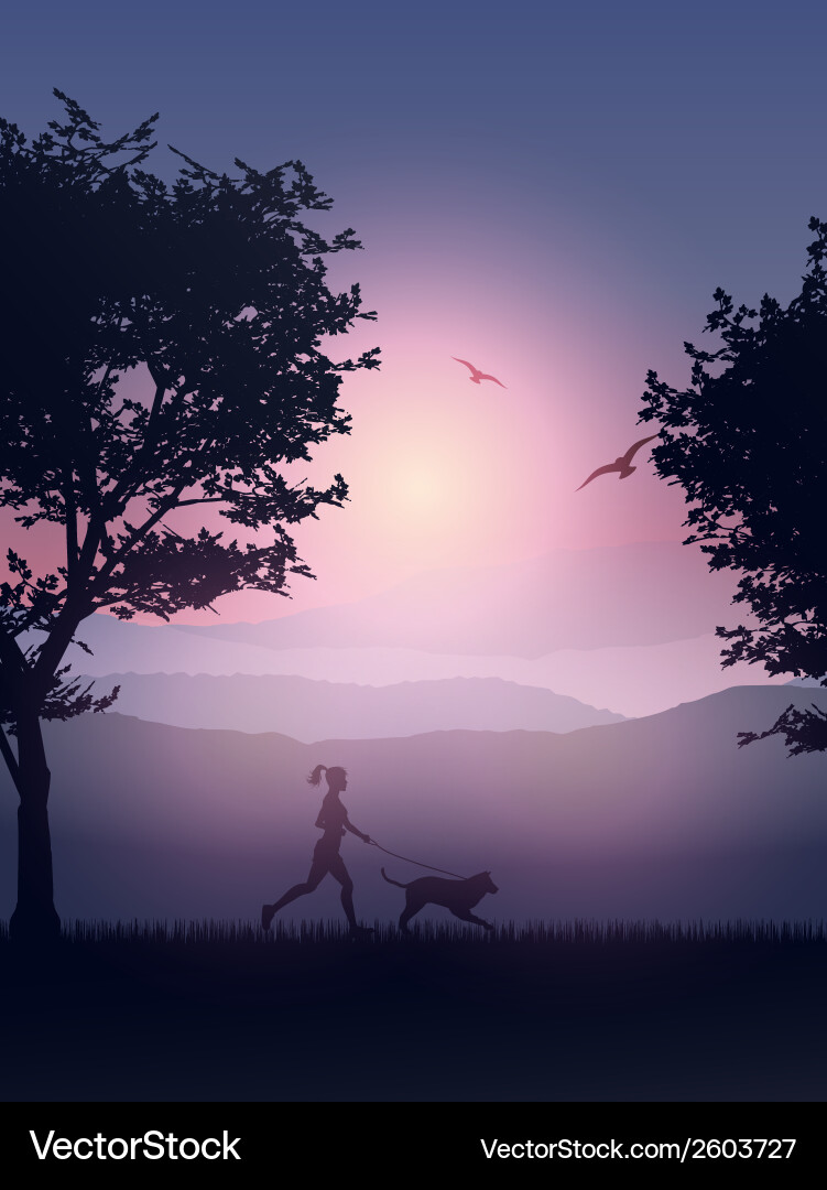 Woman running at night Royalty Free Vector Image