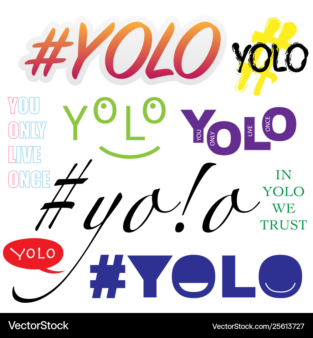 YOLO Text & Symbole Set Lizenzfreies Vektorbild