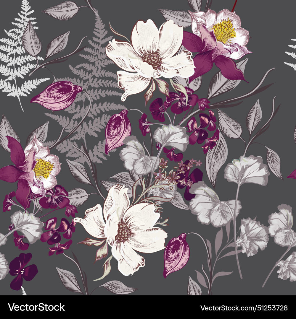 Blooming floral vintage pattern with delicate Vector Image
