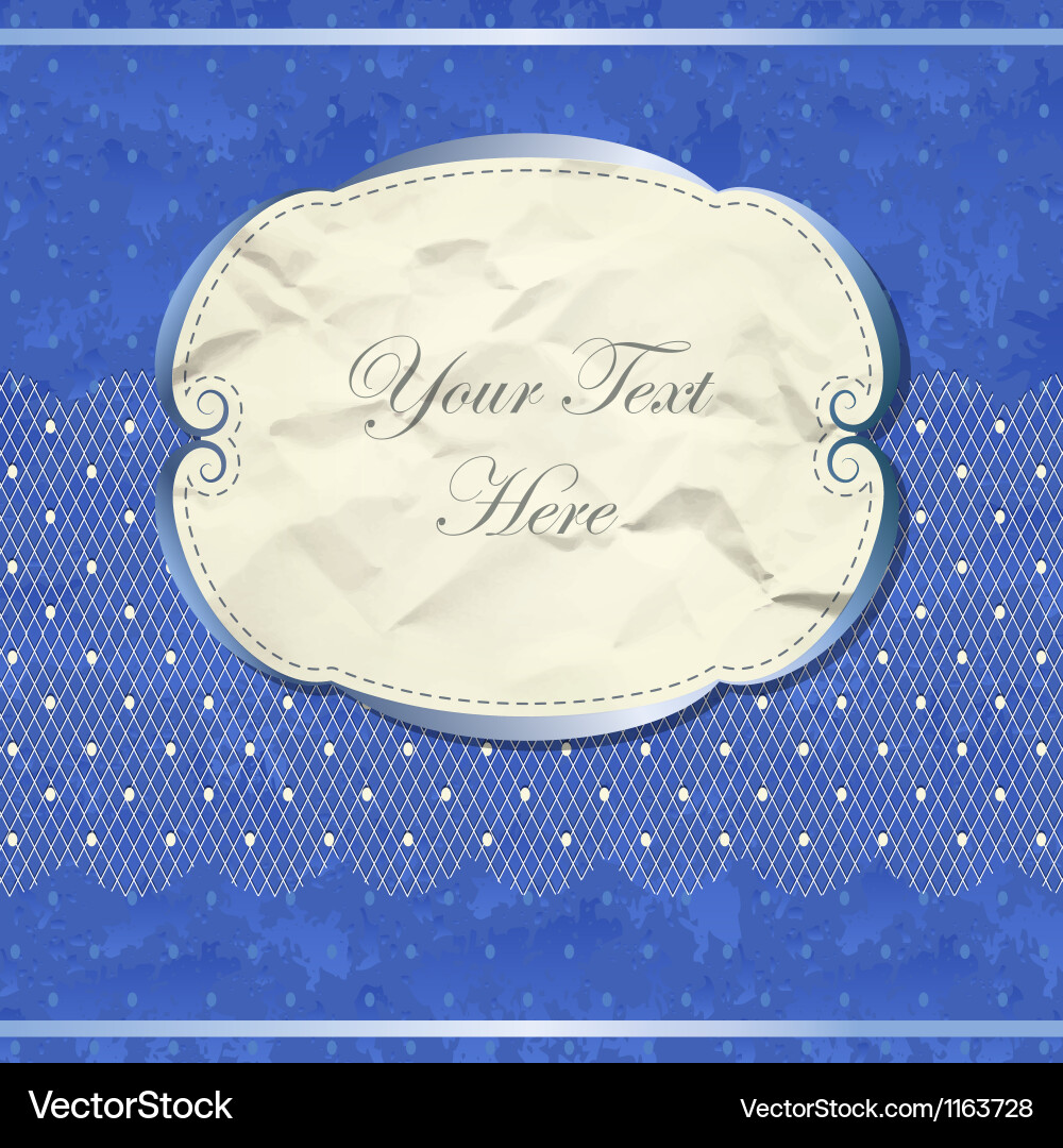 Blue vintage banner with lace Royalty Free Vector Image