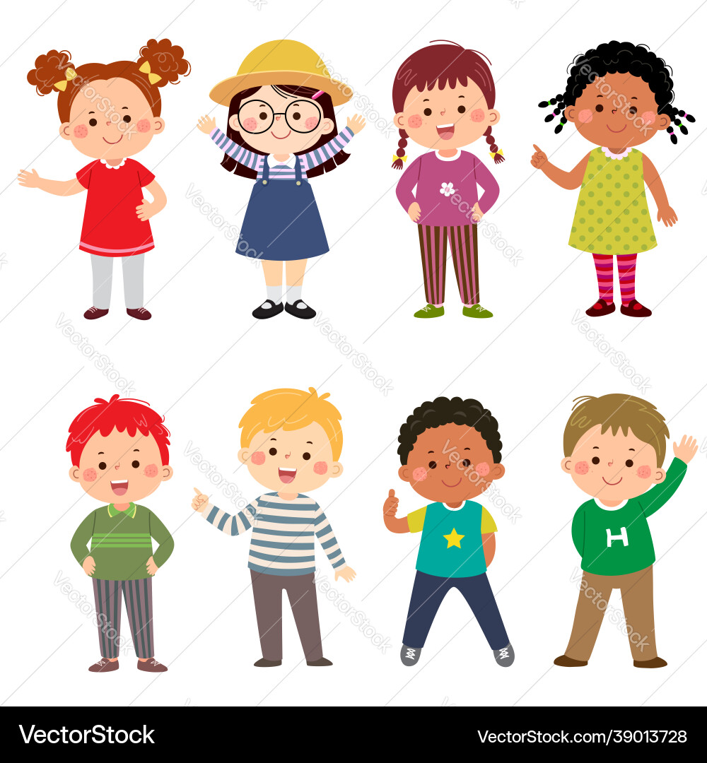 Diverse Kids Cartoon Collection Royalty Free Vector Image