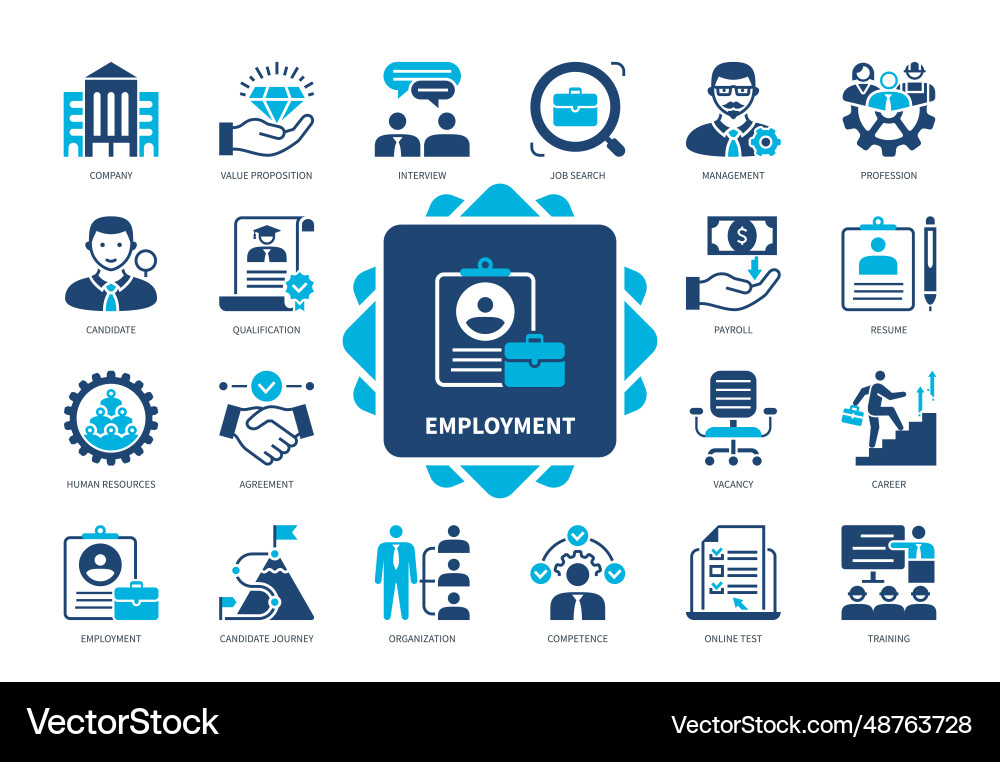 Employment solid icon set Royalty Free Vector Image