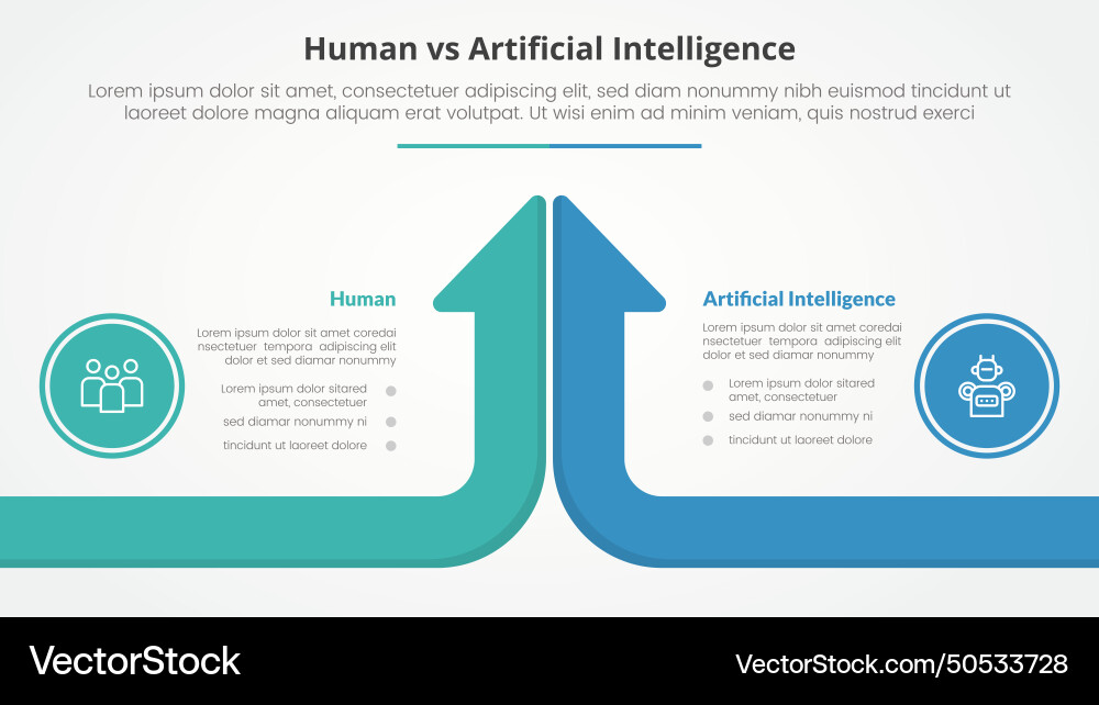 Human employee vs ai artificial intelligence Vector Image