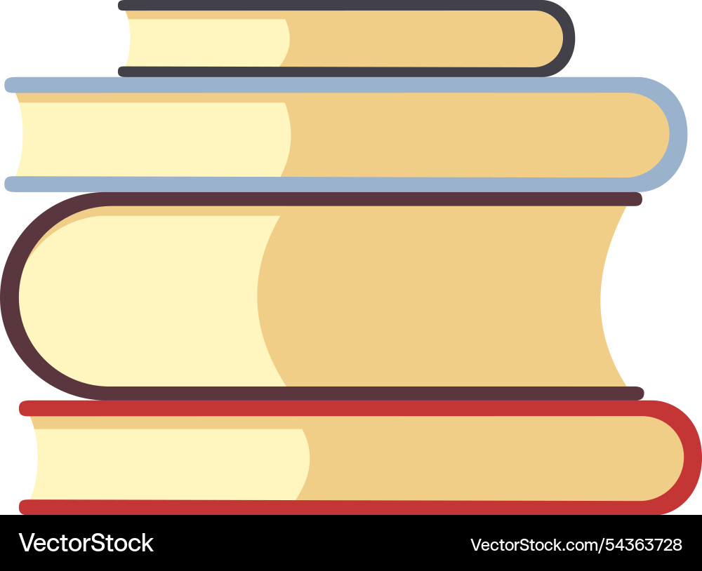 Neat stack of four vibrant books symbolizes Vector Image