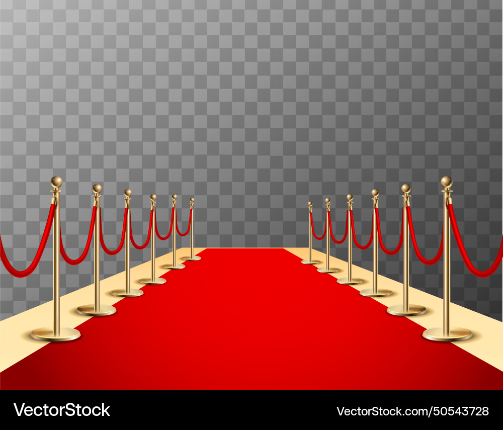 Red carpet realistic colored composition Vector Image