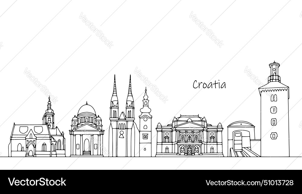 Sights of croatia Royalty Free Vector Image - VectorStock