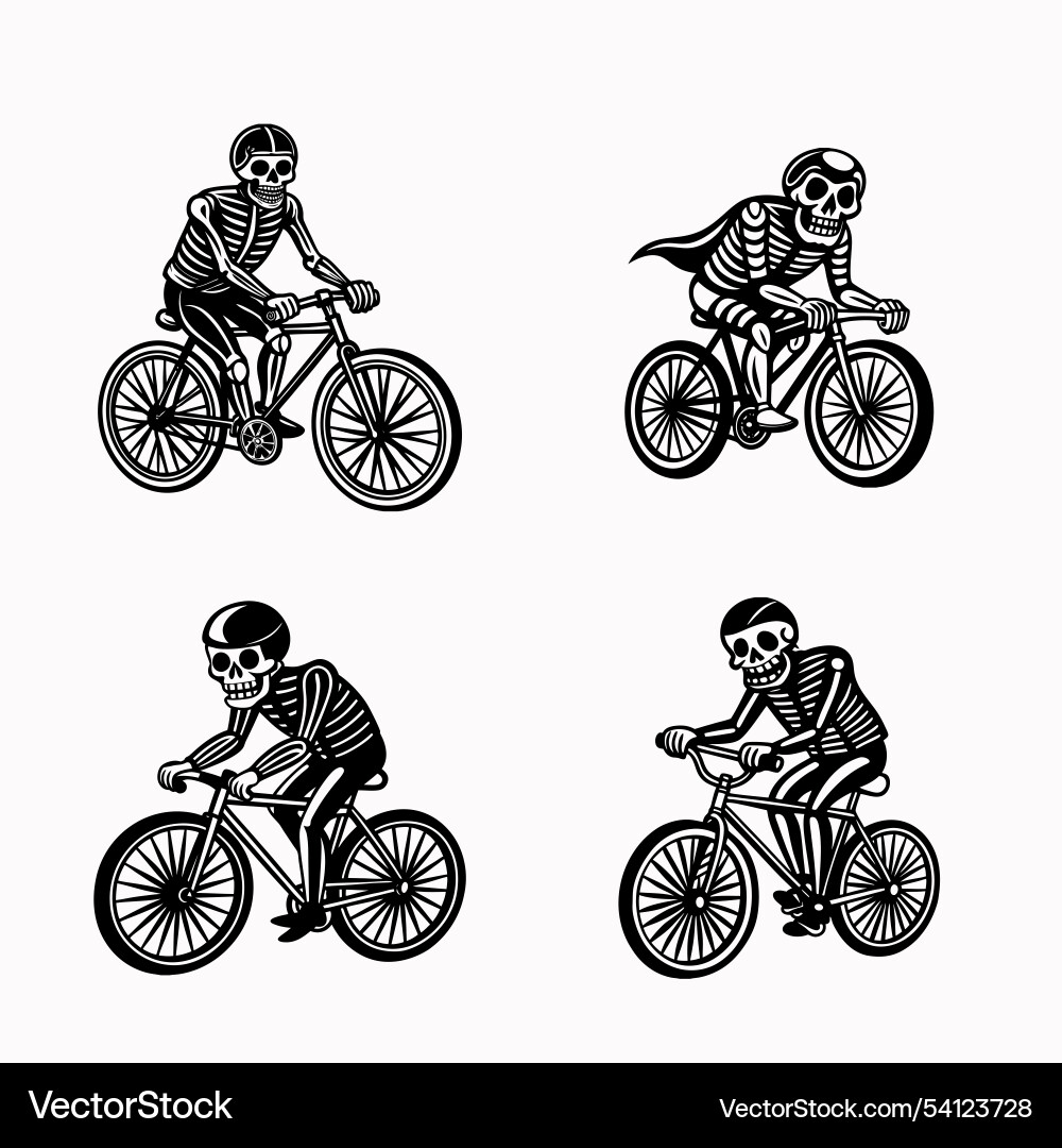 Skeleton riding bicycle svg Royalty Free Vector Image