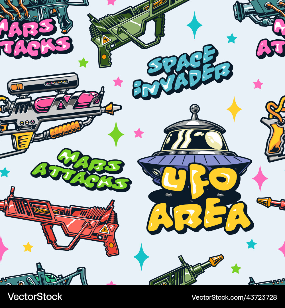 Space weapon colorful pattern seamless Royalty Free Vector