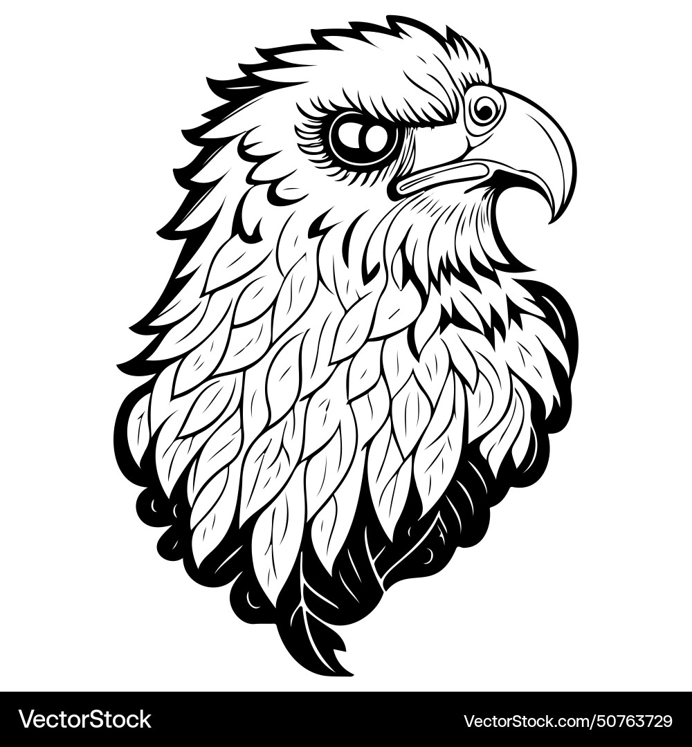Animal eagle brave with floral sketch hand draw Vector Image