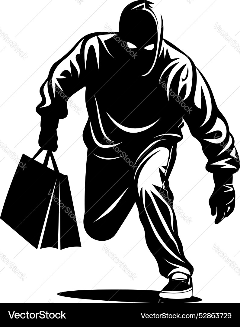 Caper cargo robber with stolen bag sackful Vector Image