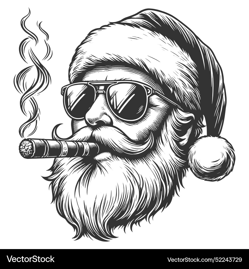 Cool santa claus with sunglasses and cigar Vector Image