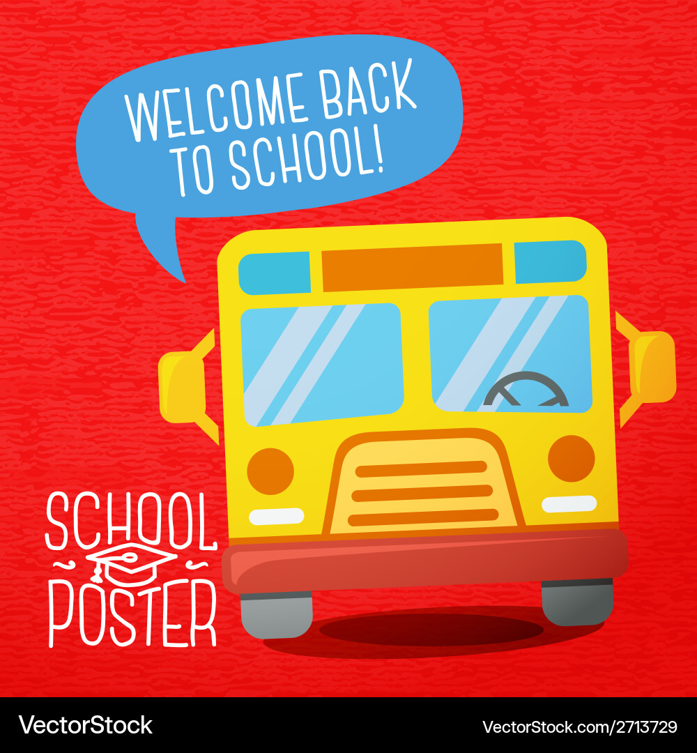 Cute school college university poster - bus Vector Image