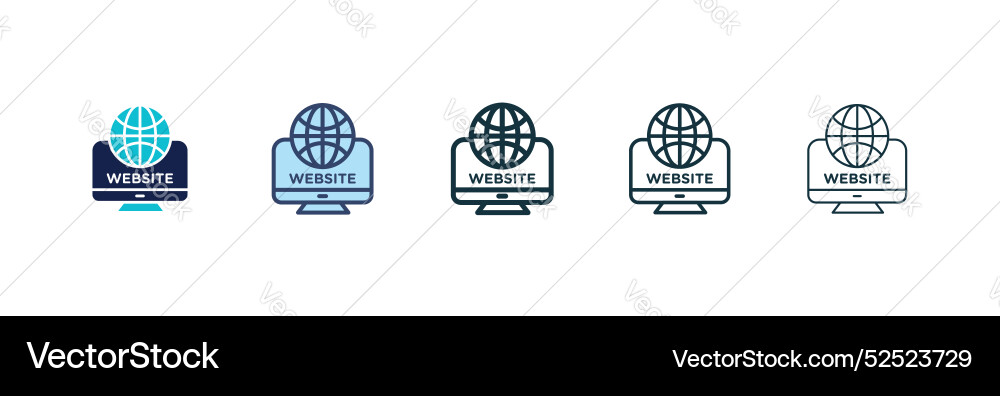 Domain icon set black filled and outlined style Vector Image