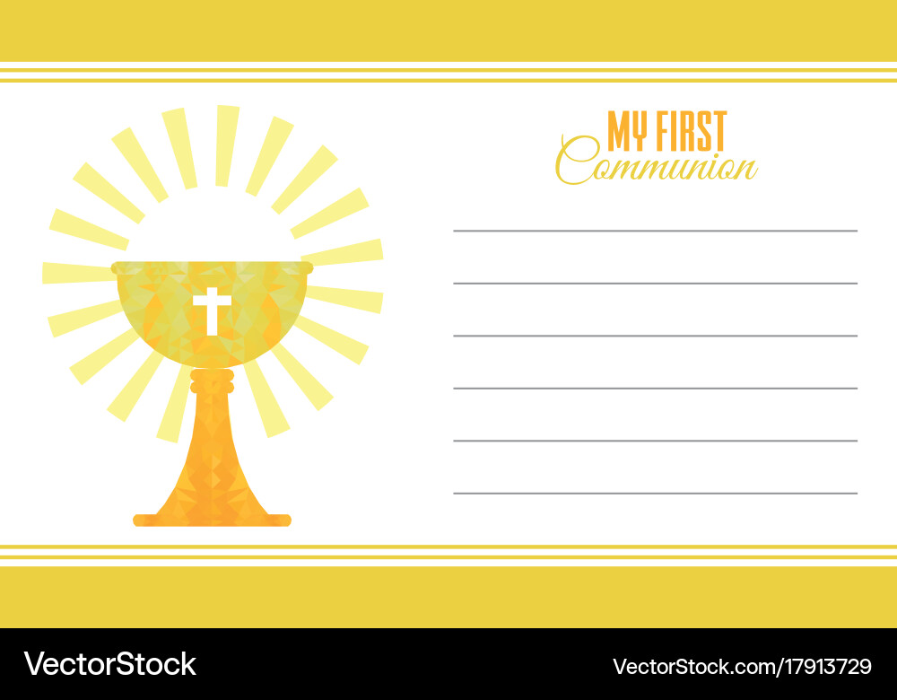 First Communion Chalice Card Royalty Free Vector Image